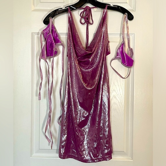 Dresses | Exotic Dance Wear Outfit Mauve Velvet Bikini Metallic Cowl ...